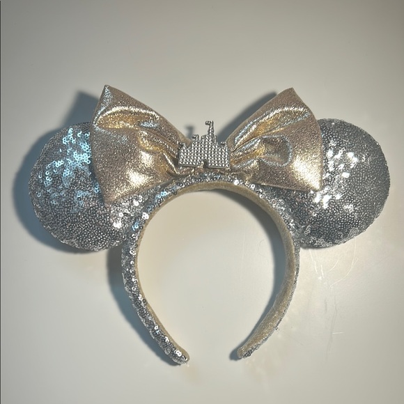 Disney | Accessories | Disney Ears Sparkling Silver And Gold Sequin ...